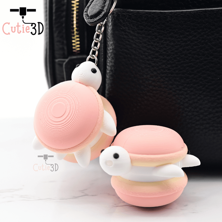 3D Printable Cutie3D Macaron Turtle Keycap Fidget Clicker Keychain - Cute Backpack Keychain by ...